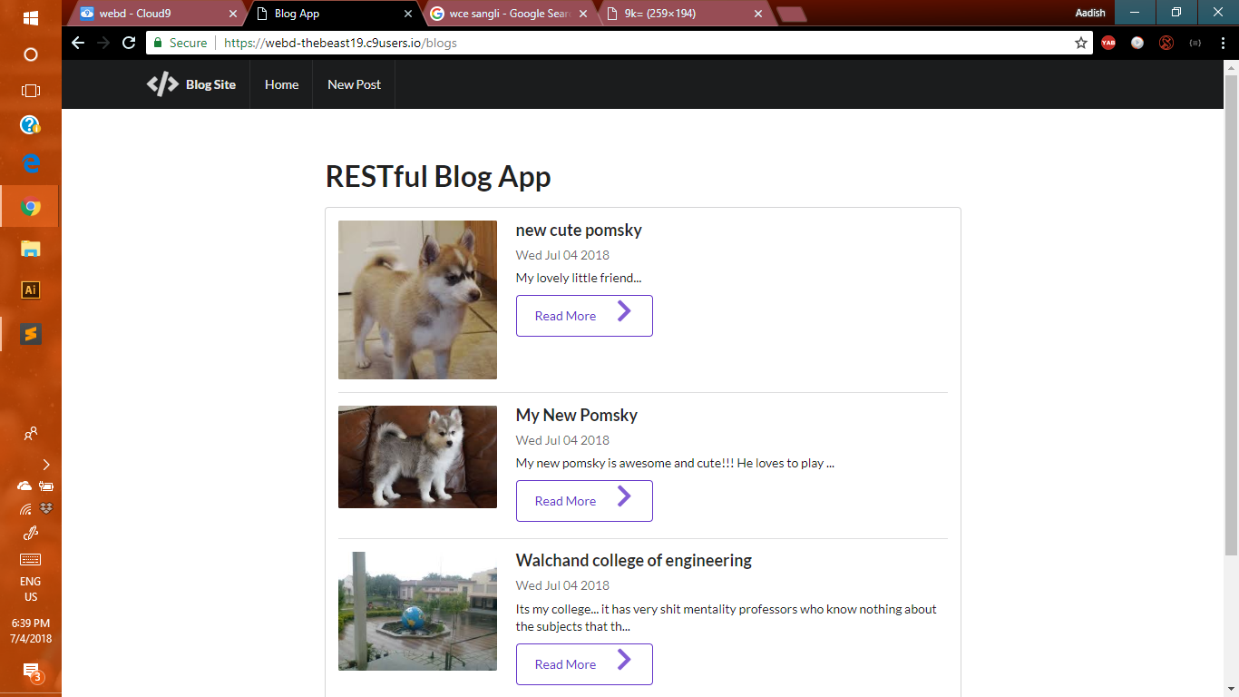 Github Add19restful Blog App A Simple Blog App Made Using Restful Routes In Express Js