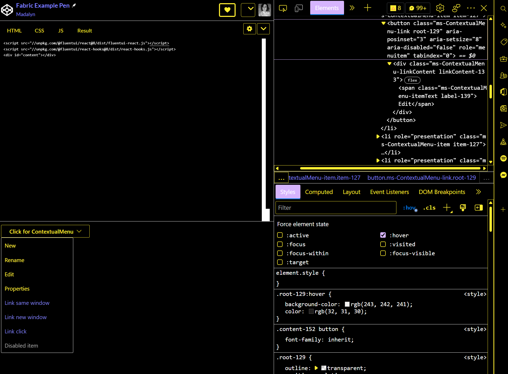 [Bug]: ContextualMenu list items do not have hover state in OS High Contrast Mode · Issue #25330 ...