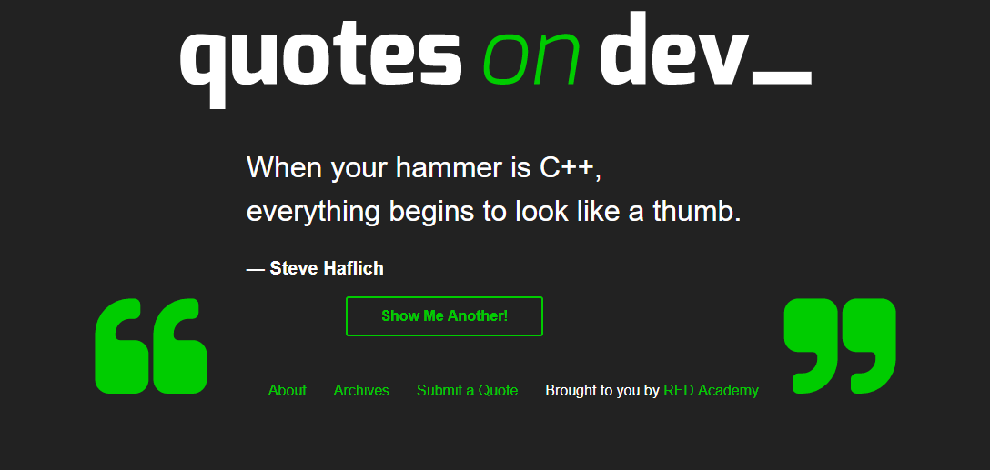 GitHub - ColinYaremko/Quotes-on-Dev: Quotes-on-Dev