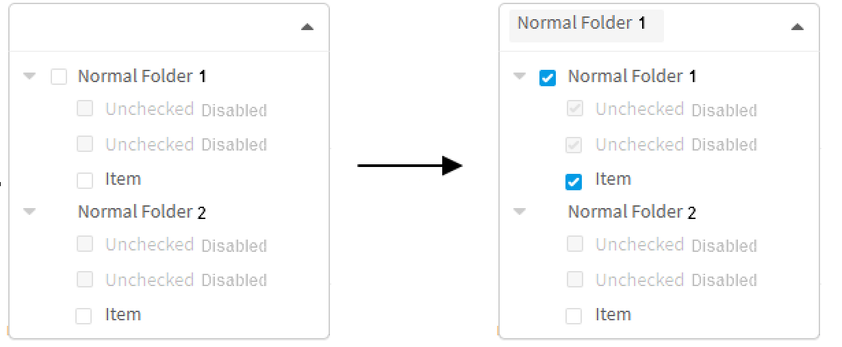 Is it possible to dynamically select disabled sub-item (leaf) when the parent node is selected ...