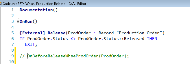 New event [C5774] OnBeforeReleaseWhseProdOrder · Issue #1528 ...