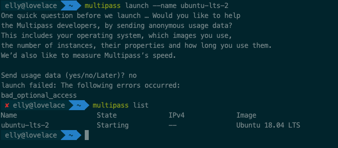 bad_optional_access on MacOS · Issue #1391 · canonical/multipass · GitHub