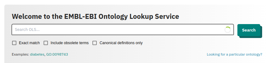 Search on landing page shows loading forever · Issue #333 · EBISPOT/ols4 · GitHub