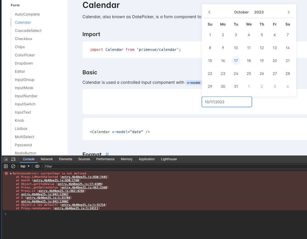 Calendar: ReferenceError: currentYear is not defined · Issue #4635 · primefaces/primevue · GitHub
