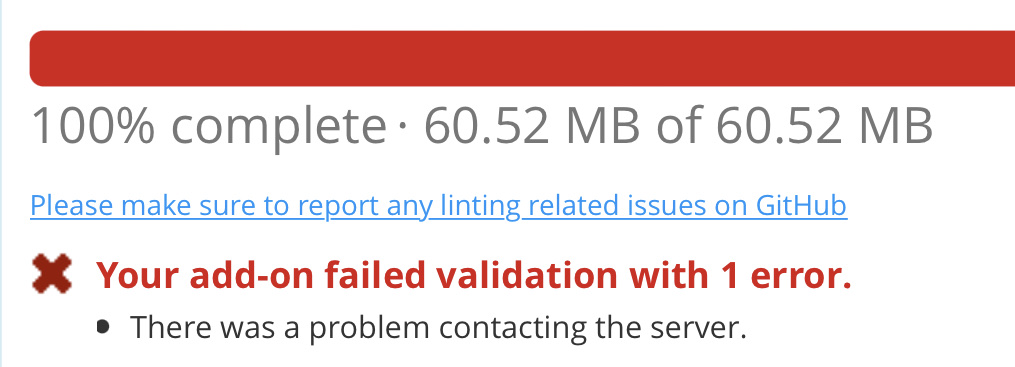 Error Contacting Server · Issue 4796 · Mozillaaddons Linter · Github
