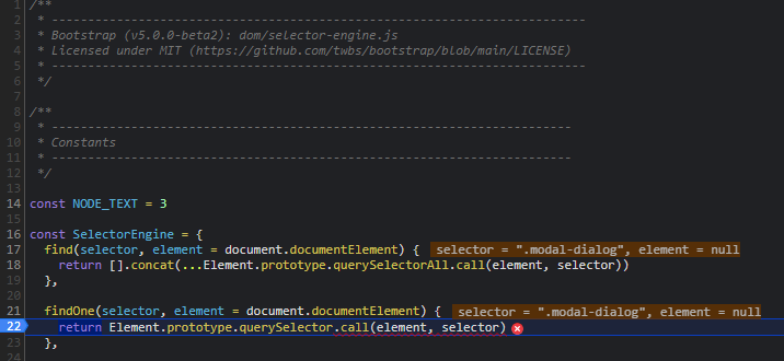 Modal Illegal Invocation Selector Engine Js · Issue 33388 · Twbs Bootstrap · Github