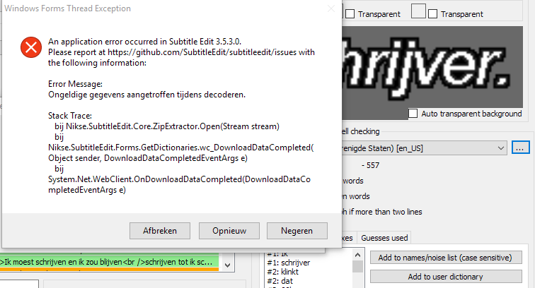 Error While Downloading Language · Issue 2578 · Subtitleeditsubtitleedit · Github