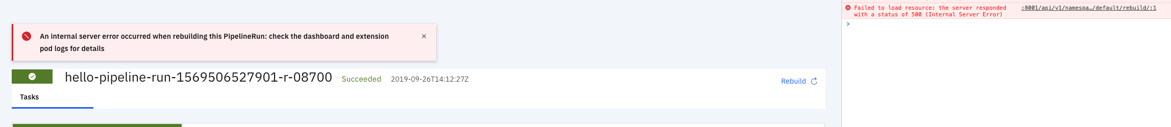Rebuild button fails intermittently (code 500 for backend, no page load for frontend sometimes ...