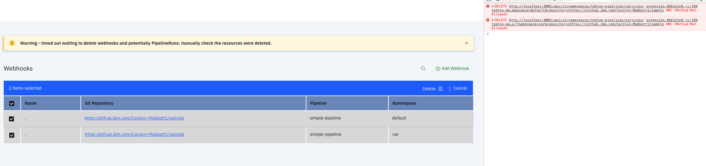 Webhooks With A Name Of Do Not Delete · Issue 269 · Tektoncd Experimental · Github