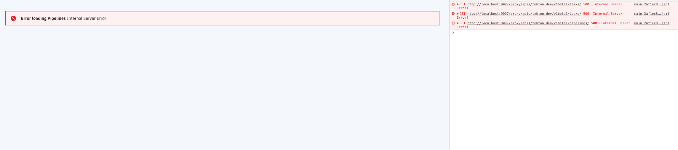 Internal server error for Pipelines / Tasks / ClusterTasks page using All Namespaces · Issue ...
