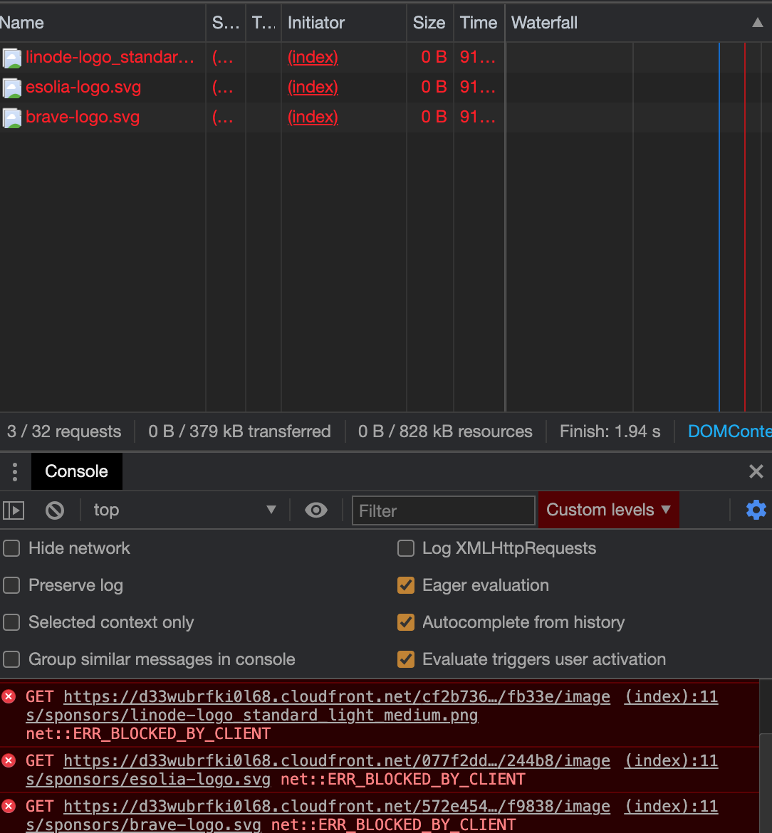 Sponsor logos are blocked by Brave Shield (option "tracker & ads blocking") · Issue #1348 ...
