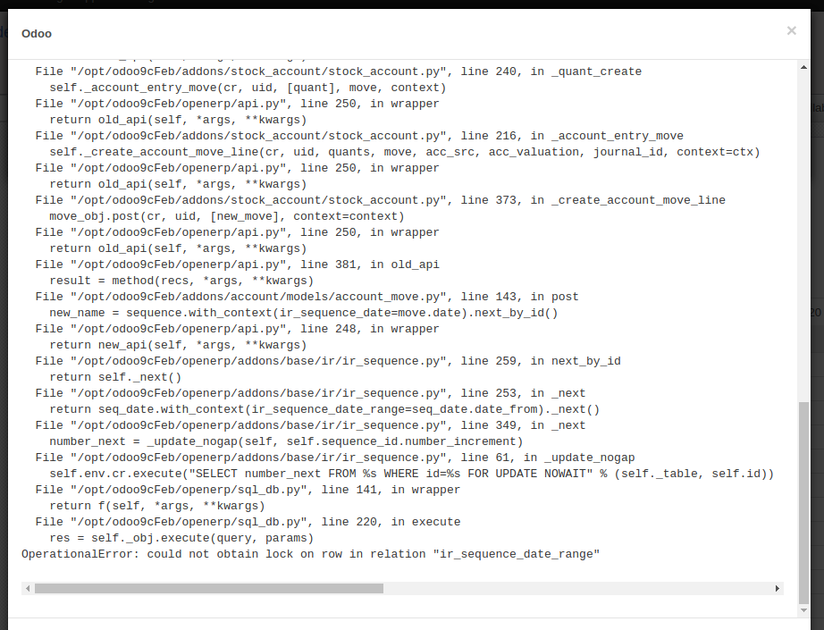 Operationalerror Could Not Obtain Lock On Row In Relation Ir Sequence · Issue 19761 · Odoo