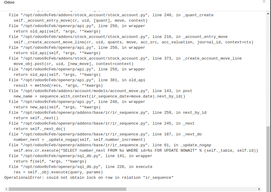 OperationalError: could not obtain lock on row in relation "ir_sequence" · Issue #19761 · odoo ...