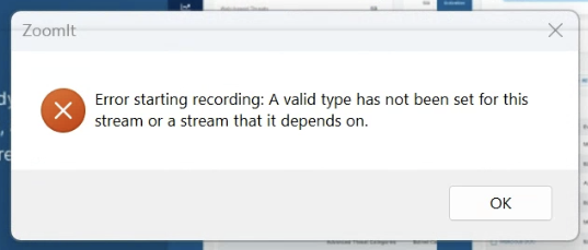 ZoomIt 6.12 Unable to Record · Issue #664 · MicrosoftDocs/sysinternals · GitHub