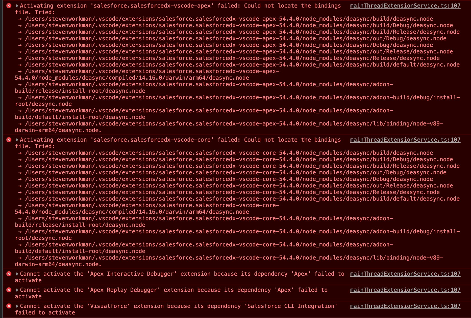 SF Extensions are failing to activate after updating to v54.4.0 · Issue ...
