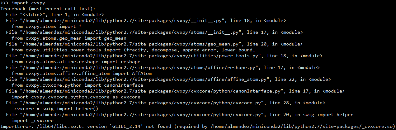 ImportError: /lib64/libc.so.6: version `GLIBC_2.14' not found · Issue #584 · cvxpy/cvxpy · GitHub