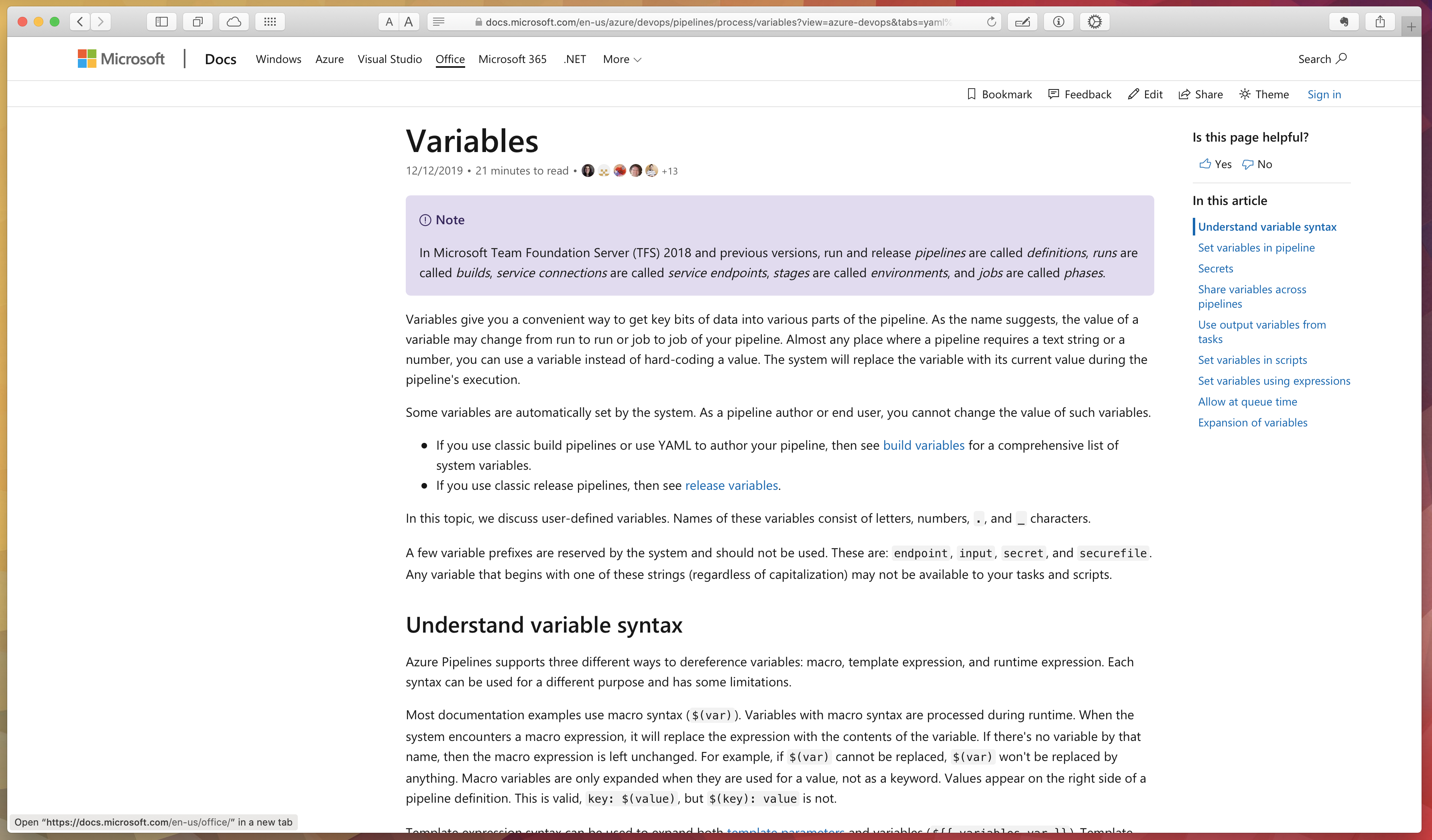 Left bar navigation no longer displays in Safari · Issue #2275 · MicrosoftDocs/feedback · GitHub