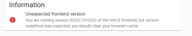 Unexpected frontend version · Issue #1420 · hacs/integration · GitHub