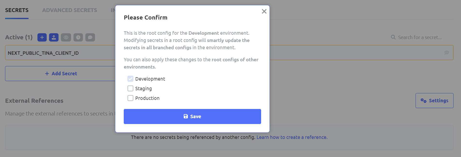 Ability to replicated secrets to selected environments upon saving in ...