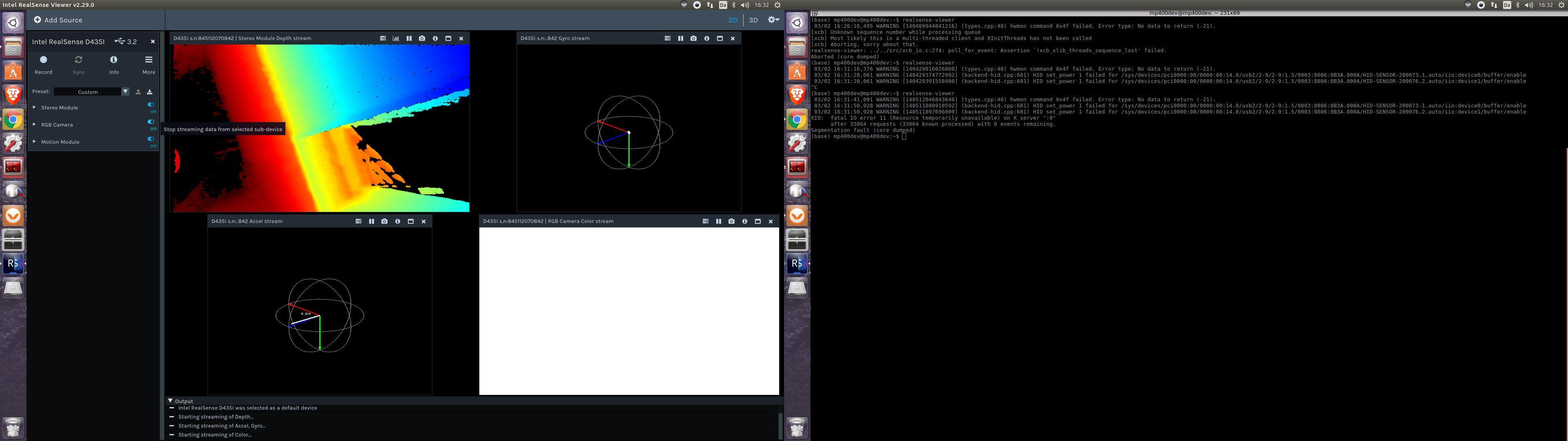 RGB data is not displaying in both realsense viewer, as well in rostopic echo, #window_crash #no ...