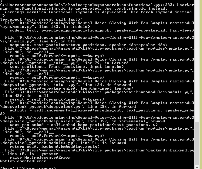 Not Implemented Error while synthesizing using vctk dataset · Issue #157 · r9y9/deepvoice3 ...