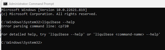Error parsing command line: cp720 · Issue #3504 · liquibase/liquibase · GitHub