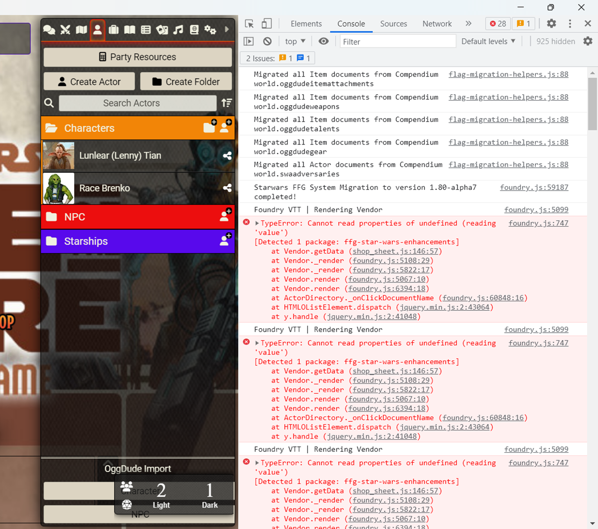 Oggdube import to Foundry · Issue #1165 · StarWarsFoundryVTT/StarWarsFFG · GitHub