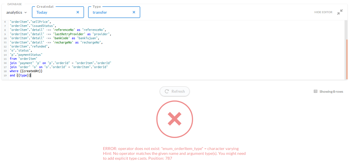 Category Filter on Native Query cannot recognize enum · Issue #7092 · metabase/metabase · GitHub