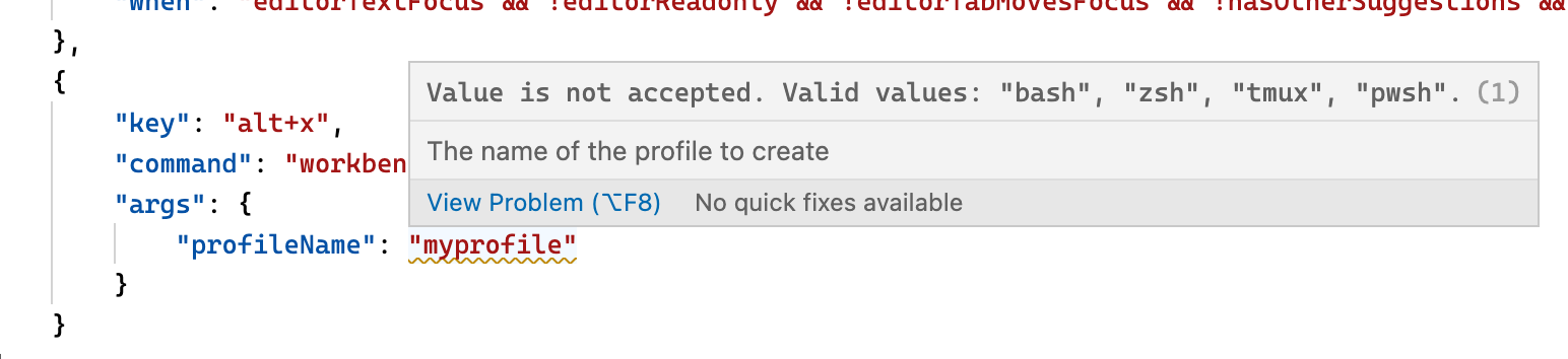 newWithProfile keybinding with custom profile shows warning · Issue ...