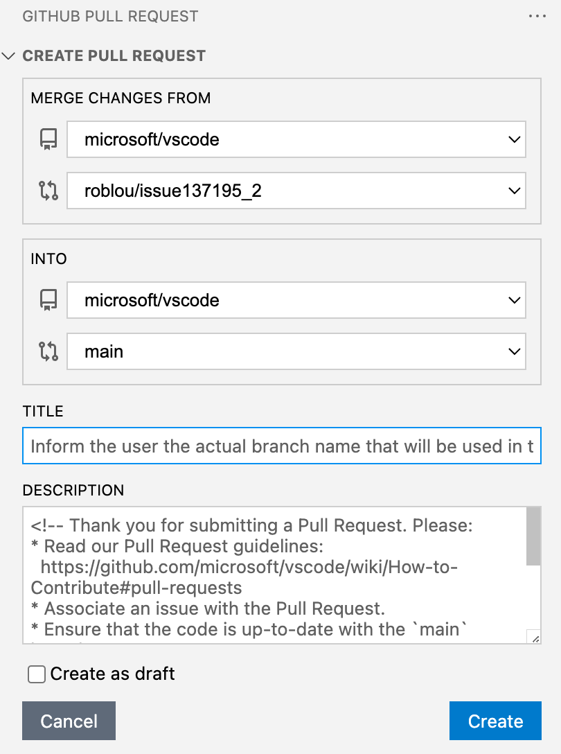 Getting random title in "Create PR" view · Issue #3536 · microsoft ...
