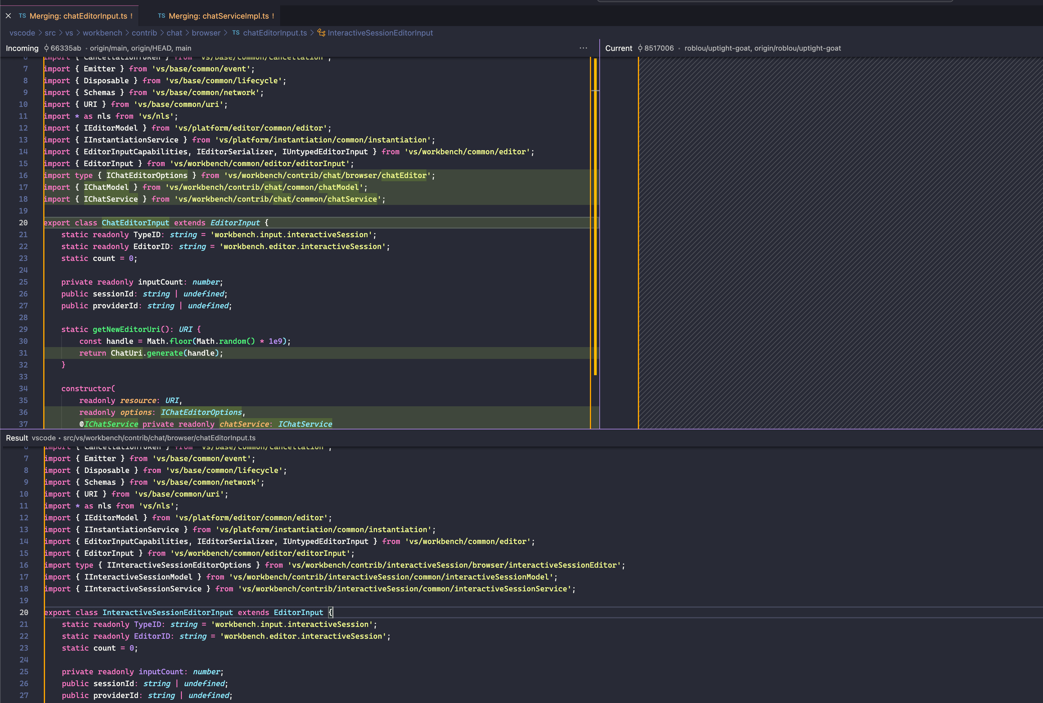 Merge editor not working across renamed files? · Issue #182569 · microsoft/vscode · GitHub