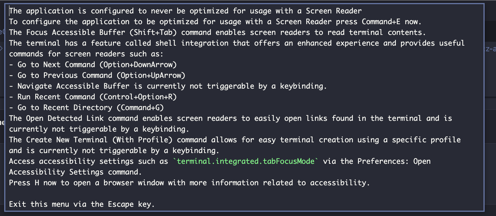 Change accessible buffer command navigation keybinding for screen reader users · Issue #186678 ...