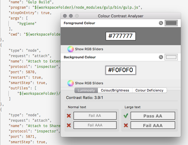 Color contrast not appropriate for fadded attributes in launch.json ...
