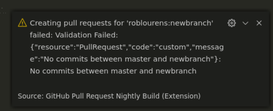 Possibly confusing when creating a PR with commits that aren't pushed ...