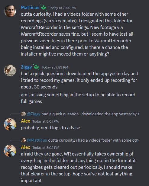Pointing WR at a storage path with videos in it will delete them · Issue #400 · aza547/wow ...