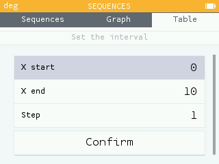 Sequences interval menu shows X start, X end instead of N start, N end ...