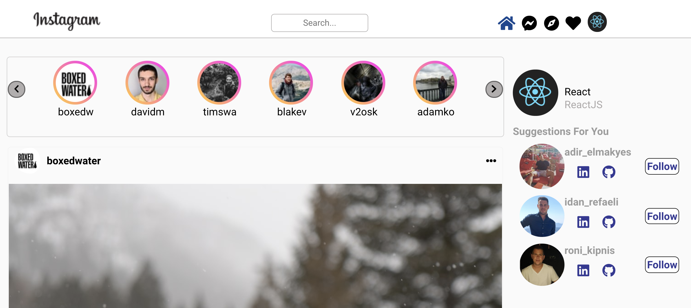 GitHub - Idanref/react-instagram-clone: An Instagram Clone Built With HTML, CSS and ReactJS ...