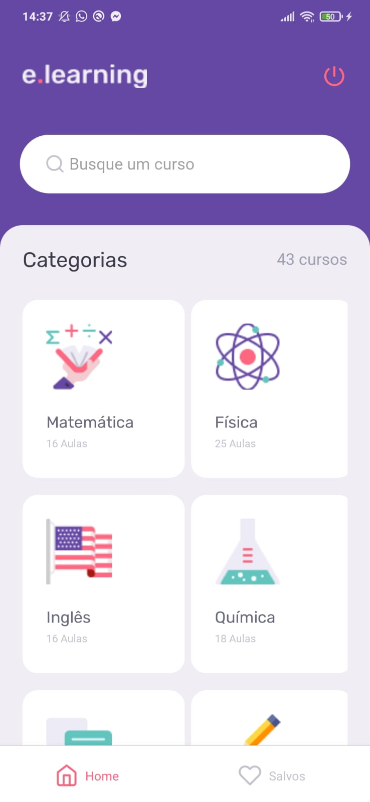 GitHub - mauriani/e.learning: Projeto react native.