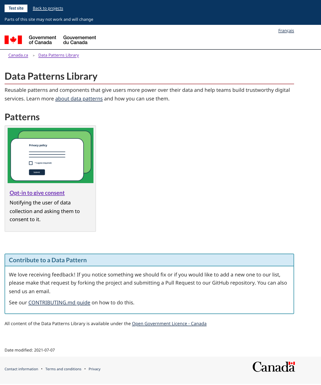 Create the Data Patterns home page · Issue #87 · DTS-STN/Data-Patterns · GitHub