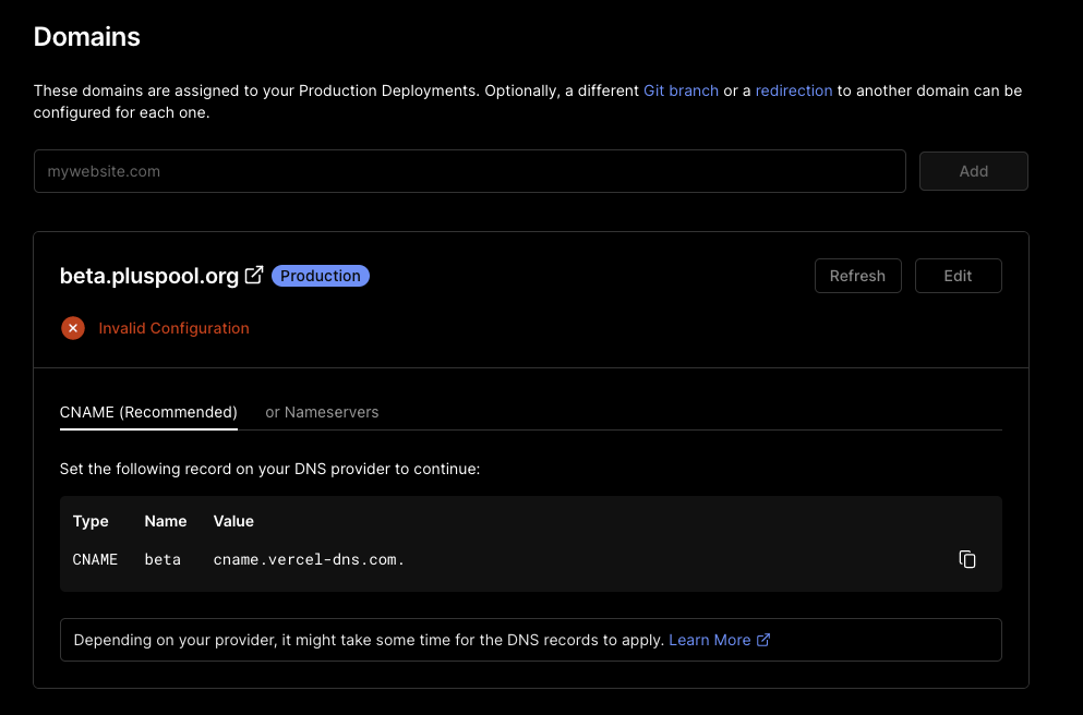 Showing Invalid Configuration when added costume domain · vercel community · Discussion #1574 ...