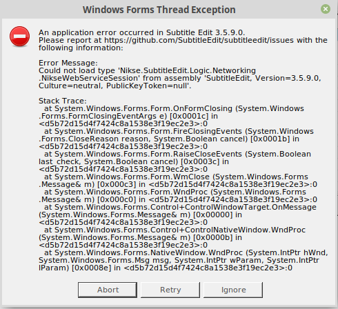 Error box on Bionic · Issue #3468 · SubtitleEdit/subtitleedit · GitHub