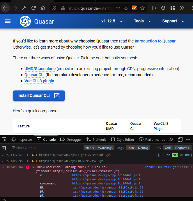Quasar docs is taking too long to load [docs] · Issue #7246 · quasarframework/quasar · GitHub
