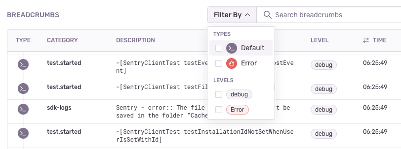 Breadcrumb `category` filter · Issue #37674 · getsentry/sentry · GitHub