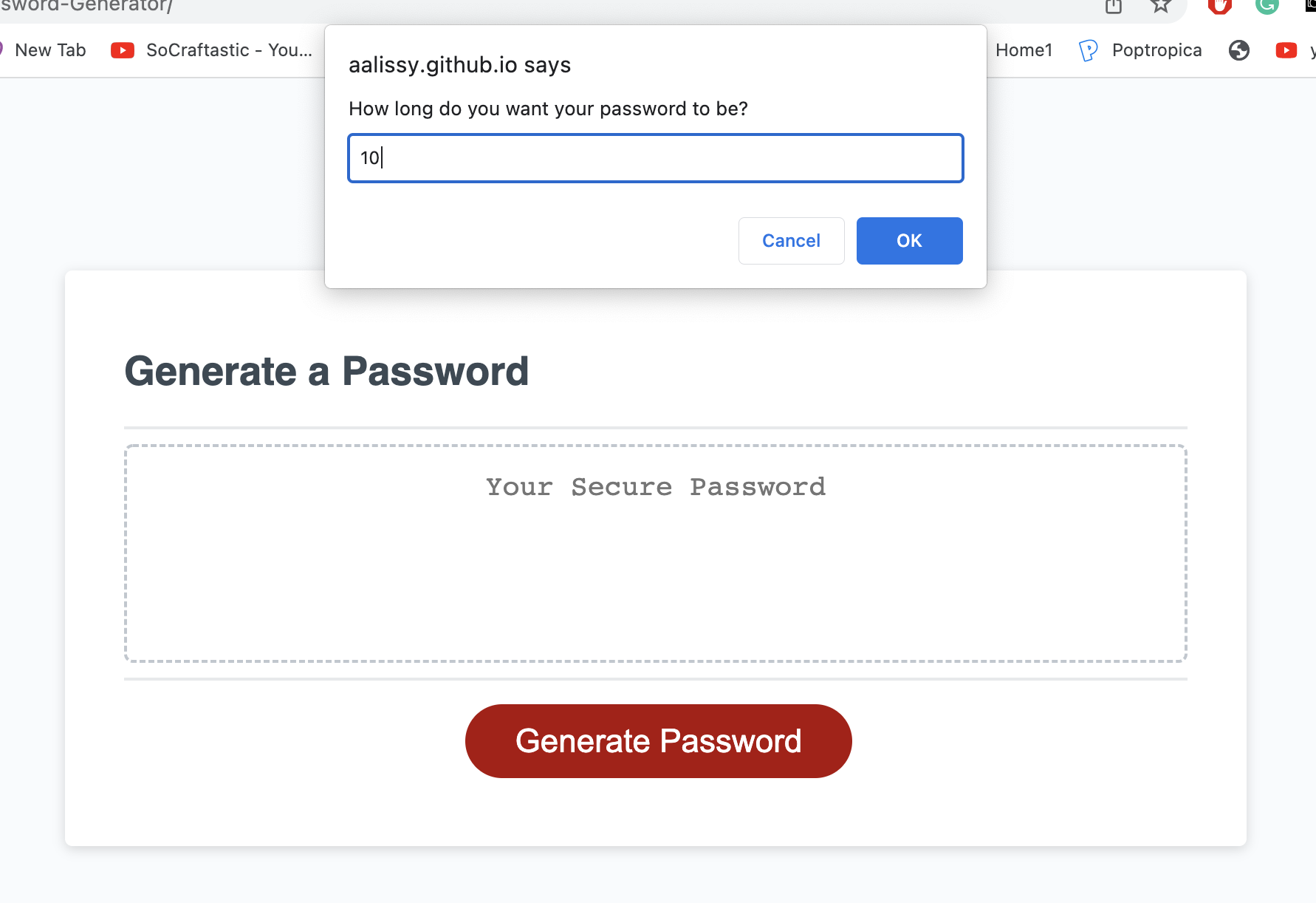 Github Aalissy Password Generator