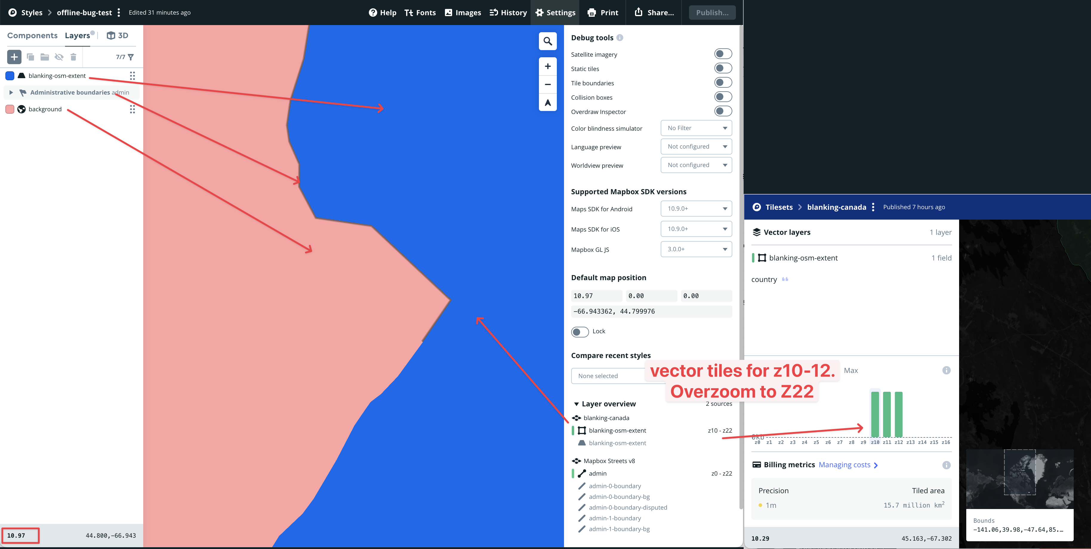 [OFFLINE DOWNLOADS BROKEN] Layers disappearing instead of being overzoomed if offline tile ...