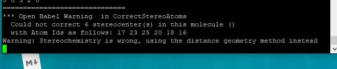 how to skip Warning: Stereochemistry is wrong, using the distance geometry method instead ...