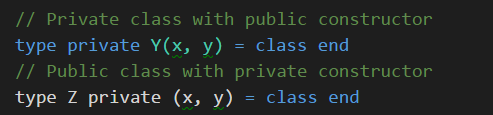 F# Syntax highlighting breaks on class definitions with private primary ...
