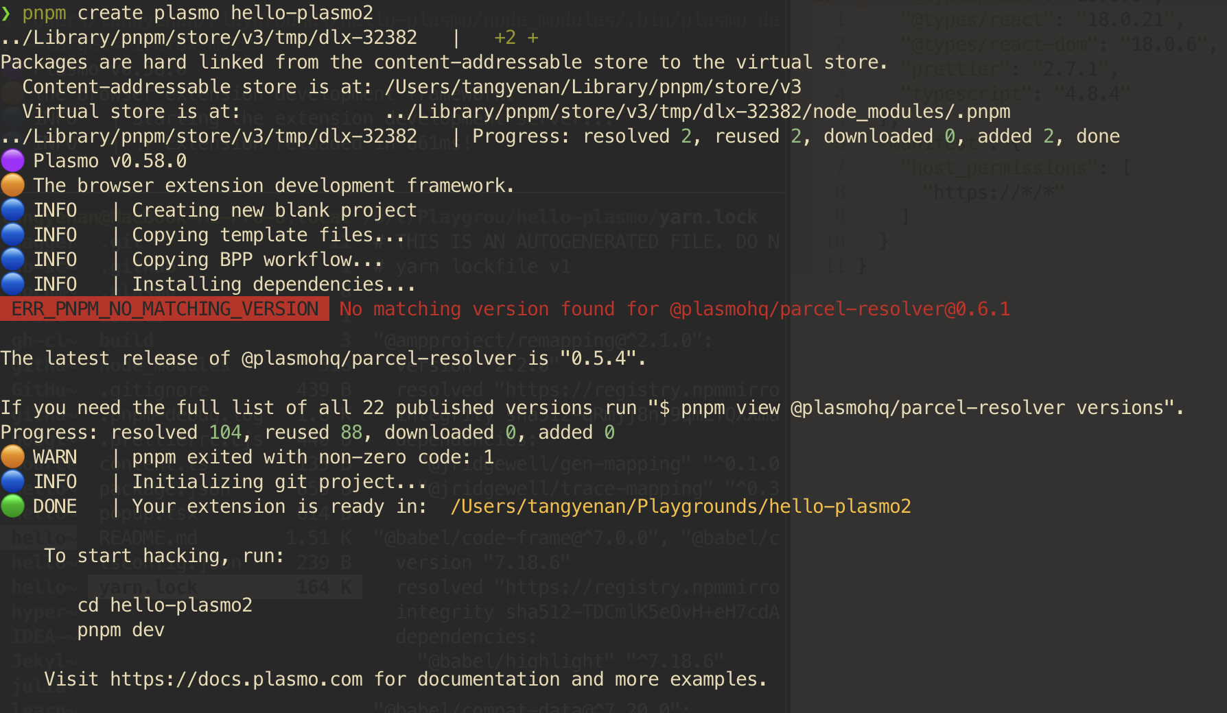 Bug Errpnpmnomatchingversion No Matching Version Found For Plasmohqparcel Resolver061