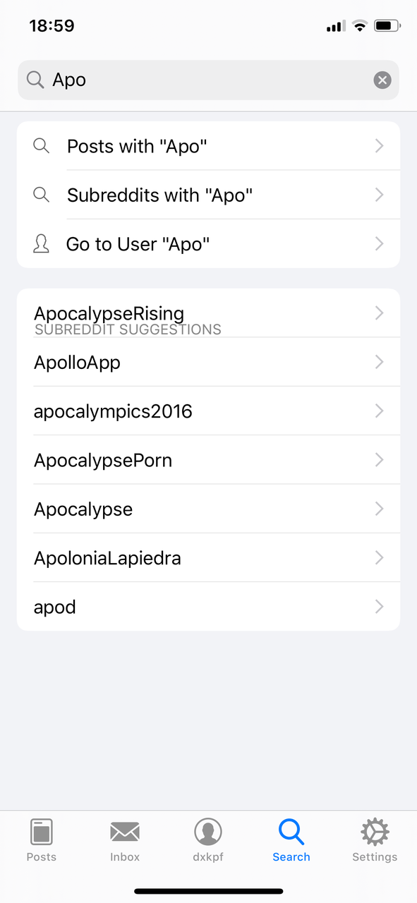 Visual Glitch in Search Tab · Issue #833 · christianselig/apollo-bugs · GitHub