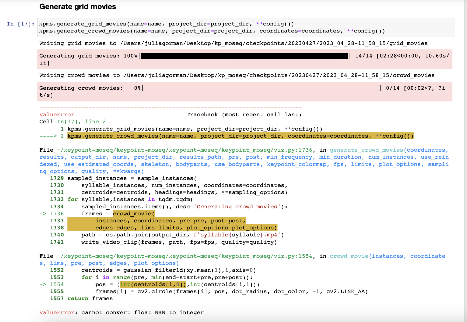 ValueError Cannot Convert Float NaN To Integer When Generating Crowd